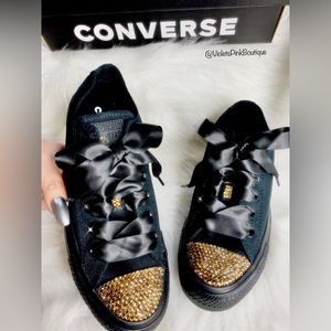 Converse | Shoes | Womens Swarovski Bling Converse Black Converse With ...
